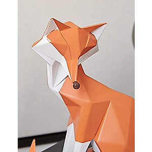HAUCOZE Fox Figurine Gifts Geometric Sculpture Decor Animal Statue Gifts Polyresin Arts 8.0 inch