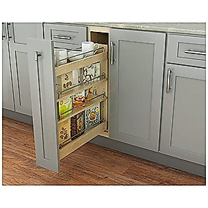 Hardware Resources 6" Dead-space Base Cabinet Filler Pullout with No Wiggle Technology to Eliminate Rocking and Sagging. End-of-Cabinet Filler space pullout White Birch