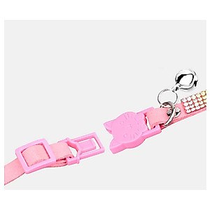 CHUKCHI Cat Collar Breakaway Bling Diamond Rhinestone with Bell Adjustable for Cats and Kitten Girl boy (Pink)