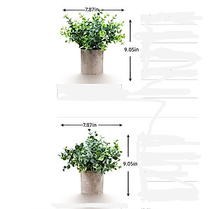 WOS Small Potted Artificial Plants, Artificial Plants, Plastic Green Plants, Suitable for Home Office Garden Decoration, Indoor and Outdoor, 3Piece Set