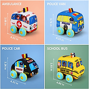 TOY Life Toddler Cars Pull Back Cars for Toddler Plush Car Toys for 2 Year Old Boy Softs Toy Cars for Baby Cars with Map Toddler Car Toys Soft Plush Toys for Toddler Pull Back Truck Infant Boy Toys