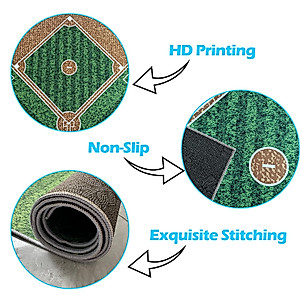 Osimiccp Baseball Rug for Boys Bedroom 3'x5' Non Slip Sports Rug,Boys Rugs for Bedroom Living Room Baseball Room Decor