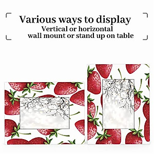 Pardick Fresh Strawberry 8x10 Picture Frame, Watercolor Fruit Red Wooden Photo Frames for Tabletop and Wall Display, Picture Frame Home Office Decor