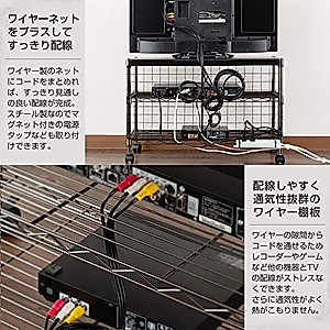 Doshisha NO8052-3 Luminous Steel Rack, Black, TV Stand, Width 31.5 inches (80 cm), Noir Series Storage Shelf