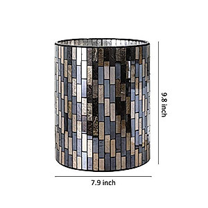 WHOLE HOUSEWARES | Bathroom Wastebasket | Mosaic Glass Decoration | Bathroom Trash Can | Bathroom Accessory | Shiny Glass Garbage Can | 7.5" x 10" (Black/Gold)