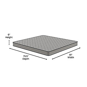 EMMA + OLIVER Asteria Premium Comfort 6" King Size Medium Firm Hybrid Innerspring Mattress in a Box with Knitted Fabric Top and CertiPUR-US Certified Foam