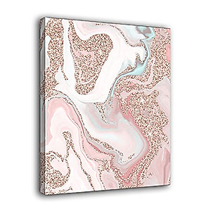 Canvas Wall Art Canvas Prints Wall Decor Posters Artworks Framed Ready To Hang For Home Bedroom Living Room Home Decoration 12"x16"Inch Modern Rose Gold Glitter Coral Gray Pastel Marble