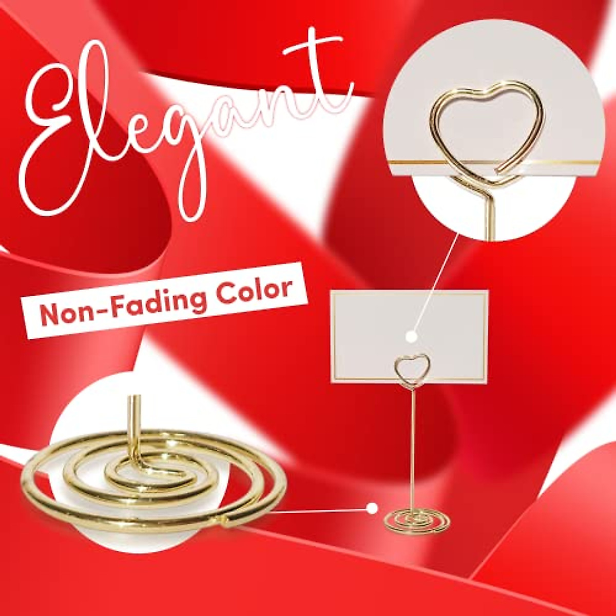 CARDIFY 24 Table Number Holders Gold 3.5 Inches with Customized Place Cards for Wedding Party Home Office Use, Sturdy Place Card Holder Durable to Hold Food Labels, Photos, Memo etc
