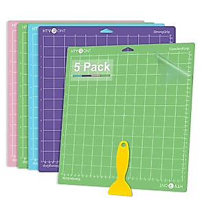 HTVRONT Cutting Mat for Cricut, 5 Pack Cutting Mat 12x12 for Cricut Maker/Maker 3/Explore 3/Air/Air 2/One(StandardGrip, LightGrip, StrongGrip, FabricGrip)Cutting Mat Replacement Accessories for Cricut