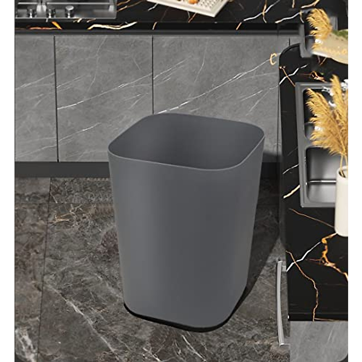 Bathroom Trash Can,Gereen 2 Gallon Small Trash Can,Square Trash Bin Wastebasket for Bathroom Bedroom Kitchen Countertop Under Sink (Pack of 2, White+Gray)