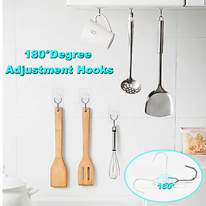 CGBE Adhesive Hooks Heavy Duty Sticky Hooks for Hanging 11 lbs (Max) Seamless Transparent Adhesive Hooks Wall Hangers without Nails for Hanging Keys Coats Hats Bags Ceiling (Clear-16PACK)