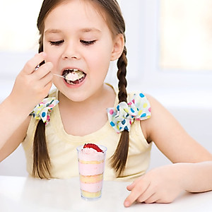 HawHawToys 100 Pack 3 OZ Dessert Cups with Lids and Spoons, Clear Plastic Mini Dessert Shooter Parfait Cups for Party Desserts,Appetizers Serving (100)