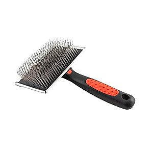 Paw Brothers Extra Long Pin Flat Slicker Brush for Dogs, Professional Grade, Removes Loose Fur and Tangles, Ergonomic Handle, Large