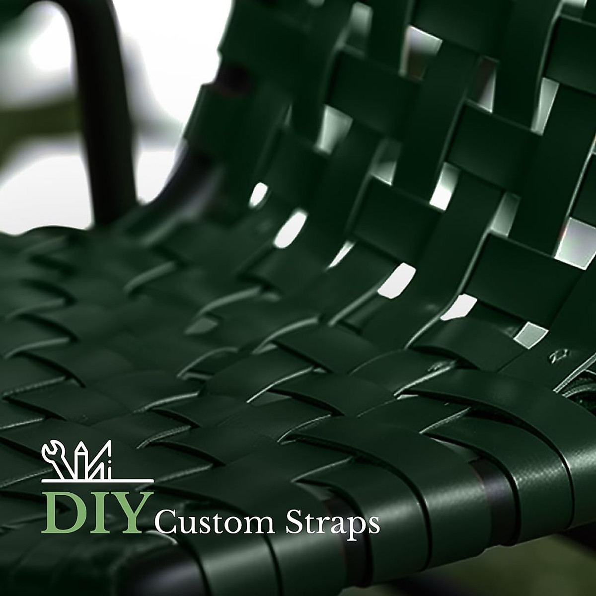 1.5" Wide x 20' Roll Vinyl Strap for Patio Chairs, Lawn Furniture, and Deck Chairs, Make Your Own Replacement Straps, Plus 20 Free Fasteners, (Green)