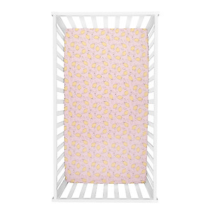 Trend Lab Modern Baby Crib Bedding Set for Girls | Lemon Floral 4 Piece Nursery Décor Quilt, 2 Fitted Crib Sheets, and Dust Ruffle Skirt - Pink, Yellow. Green, 80010