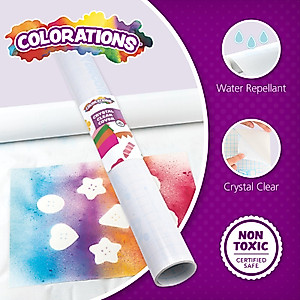 Colorations® Crystal Clear Cover, 18 inches x 9 feet, Protects Artwork, Artwork Saver, Self Adhesive Shelf Liner, Book Cover, Transparent Liner