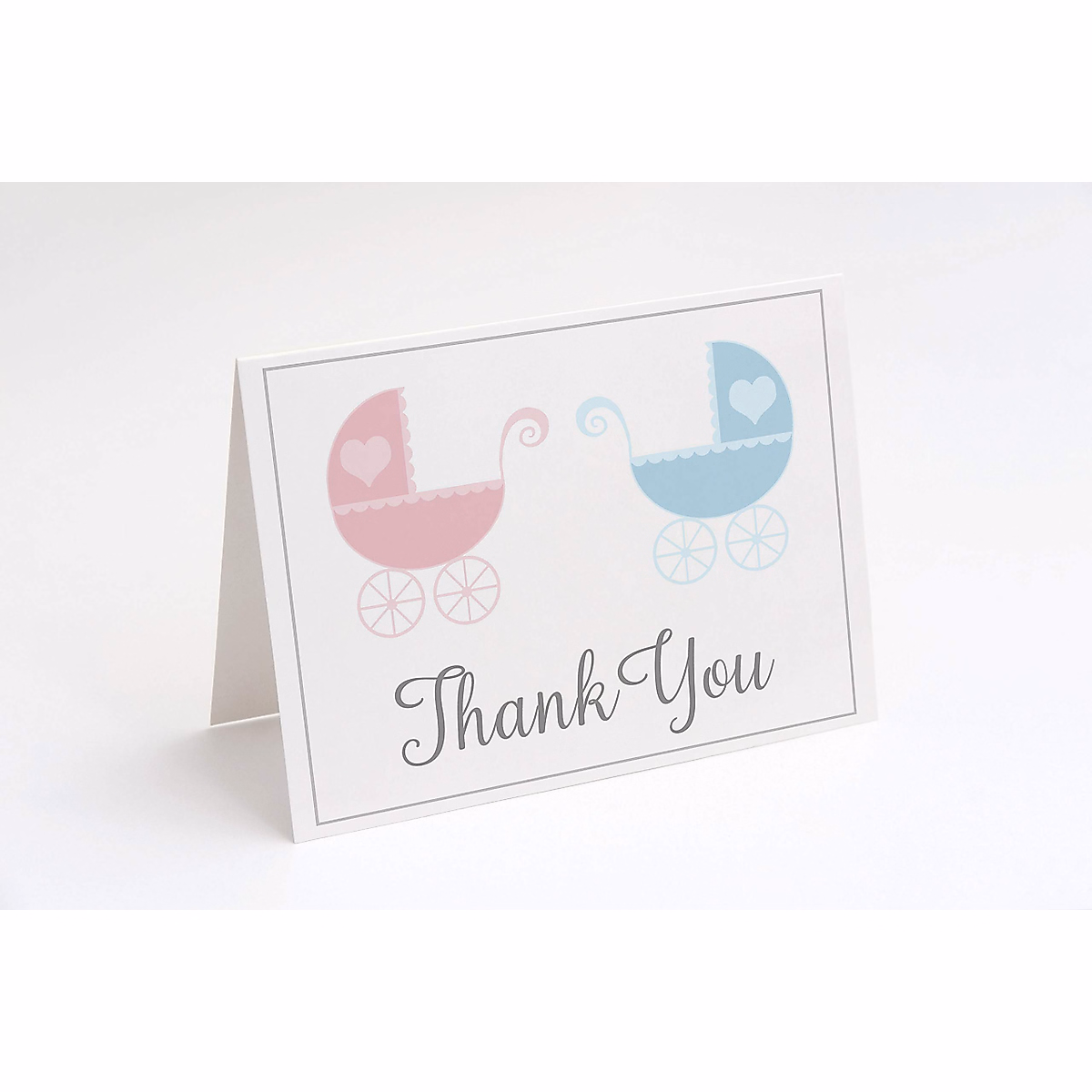 The Invite Lady Baby Shower Thank You Cards Twins Boy Girl Gender Reveal Notes With Envelopes (24 Count)