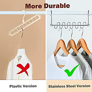 30 Pack Space Saving Hangers 12 Slots Stainless Steel Clothes Hangers Silver Closet Hangers Space Saver Organizers Cascading Hanger for Bedroom Organization Dorm Room Essentials