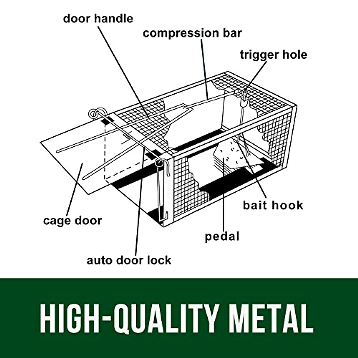 Garsum Humane Mouse Trap, Squirrel Trap, Live Animal Trap, Rodent Cage Catch Mice, Squirrels, Chipmunks, Hamsters for Indoor and Outdoor, Catch and Release, 1 Trap