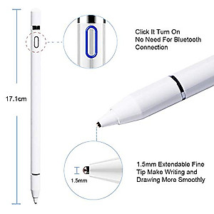 Active Stylus Compatible with Apple iPad, Stylus Pens for Touch Screens,Rechargeable Fine Point Stylist Compatible with Apple iPad and Other Tablets,for Drawing and Handwriting (White)