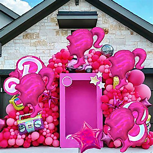 CYMYLAR 2Pcs Pink Girls Head Balloons, 28in, 224in, 1 Roll 32ft Balloon Ribbon for Birthday Party Decorations