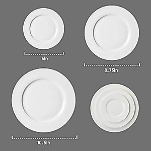 amhomel 12-Piece Bone China Natural White Salad Plates, Porcelain Dessert Plates, Round Dinnerware Sets, Scratch Resistant, Lead-Free, Microwave, Oven, and Dishwasher Safe (8.75-inch)