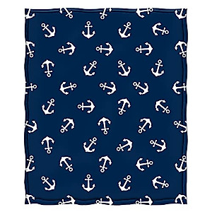 Levens Nautical Anchor Blanket Gifts for Women Girls Boys, Ocean Themed Navy Anchor Decoration for Home Bedroom Living Room Dorm Office, Soft Warm Lightweight Throw Blankets Dark Blue 50"x60"