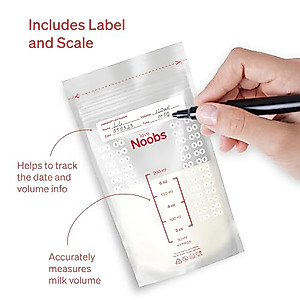 200 Count Economy Jumbo Pack Breastmilk Storage Bags by Love Noobs, 7 OZ, PRE-STERILIZED, Self-Standing Breast Milk Storage Bags Freezer, BPA-Free, Leak Proof Double Zipper, Bolsas para Leche Materna