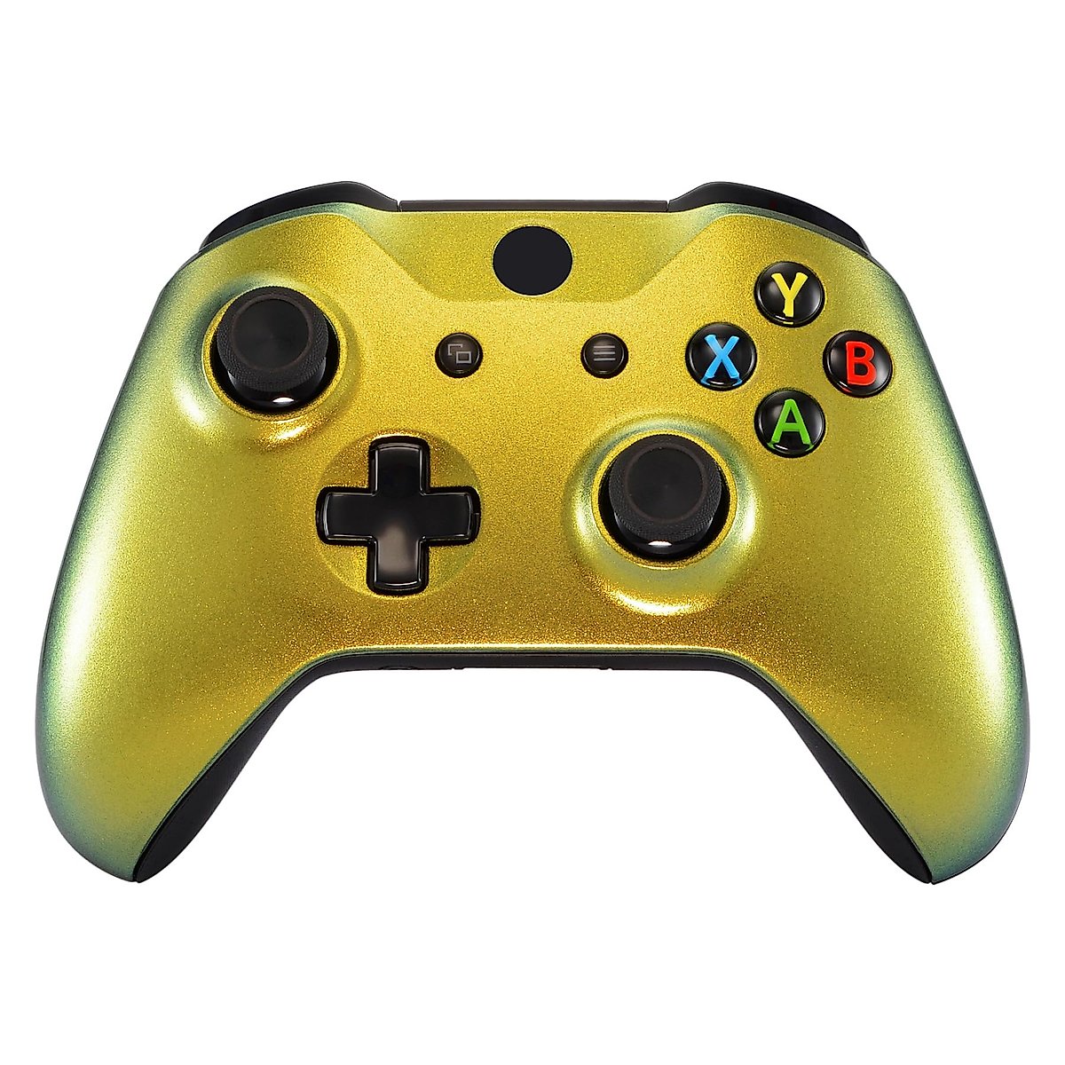 eXtremeRate Gold Green Faceplate Cover for Xbox One Wireless Controller Model 1708, Chameleon Custom Replacement Front Housing Shell for Xbox One S & Xbox One X Controller - Controller NOT Included