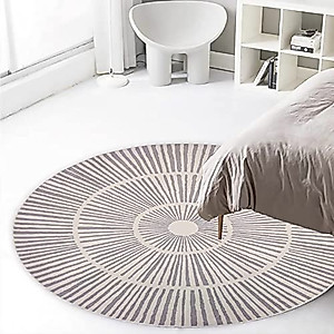 TEALP Round Area Rug 4Ft Circle Rugs Fluffy Bedroom Rug Ultra Soft Farmhouse Throw Rugs Living Room Rug Modern Aesthetic Rug Carpet for Bedroom Dorm Indoor Home Decor, 47.2" Grey