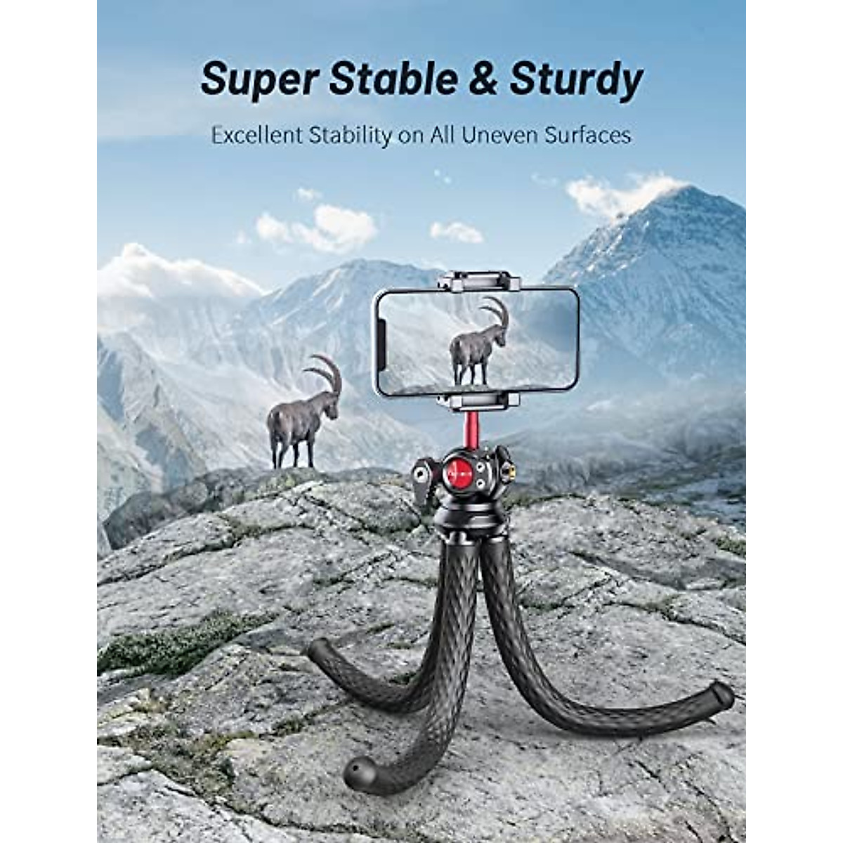 Phone Tripod Stand with Upgraded Phone Clip, Tupwoon Flexible Tripod for iPhone and Android Cell Phone, Portable Phone Stand for Video Recording, Camera, GoPro