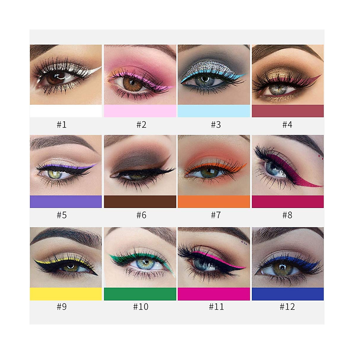 Emirde 12 colors Matte Colorful Liquid Eyeliner Set, Color Gel Eyeliner, Great Versatility Liquid Eyeliner, Waterproof High Pigmented Smudgeproof Long Lasting Makeup Eyeliner Pen