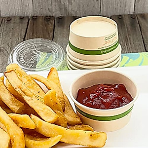 Outside the Box Papers 2 Ounce Souffle Cups and Lids - 100% Biodegradable and Compostable - 100 Pack