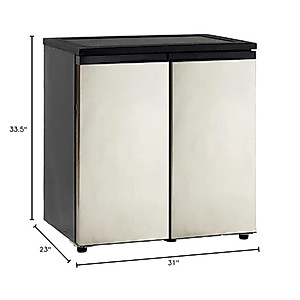 Avanti RMS551SS Model RMS551SS-SIDE-BY-SIDE Refrigerator/Freezer, 33.5" x 31" x 23", Stainless Steel