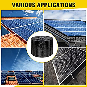 8in X 100ft Solar Panel Bird Guard,Solar Panel roof Protection net 1/2inch Mesh PVC Black Vinyl Coated Galvanized net 70 Fastener ClipsUsed for Bird,Animal Control