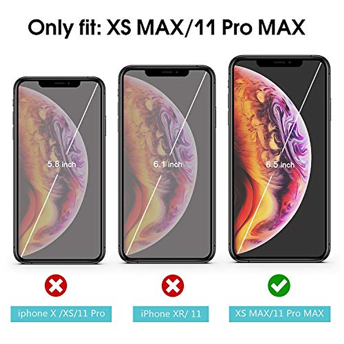 OTAO Privacy Screen Protector for iPhone 11 Pro Max/iPhone Xs Max 6.5 Inch True 28°Anti Spy Tempered Glass Full-Coverage (2-pack)
