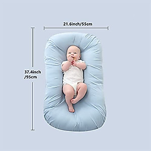 Baby Nest Pillow Soft Organic Cotton Slipcover,Vohunt Baby Lounger Co-Sleeper for Baby,Newborn Lounger for Boys & Girls(Blue)