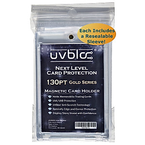 UVBLOC One Touch Card Holder 130pt Magnetic Baseball Jersey Patch Pro Protectors Sleeves Cases for Trading Football Sports Cards