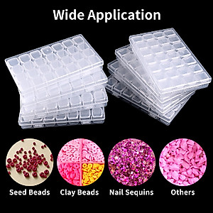 Quefe 224 Slots Diamond Painting Storage Containers Bulk, 8pcs 28 Grids Clear Diamond Painting Accessories and Tools Boxes Bead Organizers Diamond Art Embroidery Storage with Label Stickers