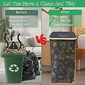 Abnaok Recycling Bin for Kitchen, Recycling Station with Lid and Wheel, Large 26 Gallon, 100L Recycle Bin with 2 Removeable and Reusable Inner Bag Bottle Can Glass Waste Plastice Stickers