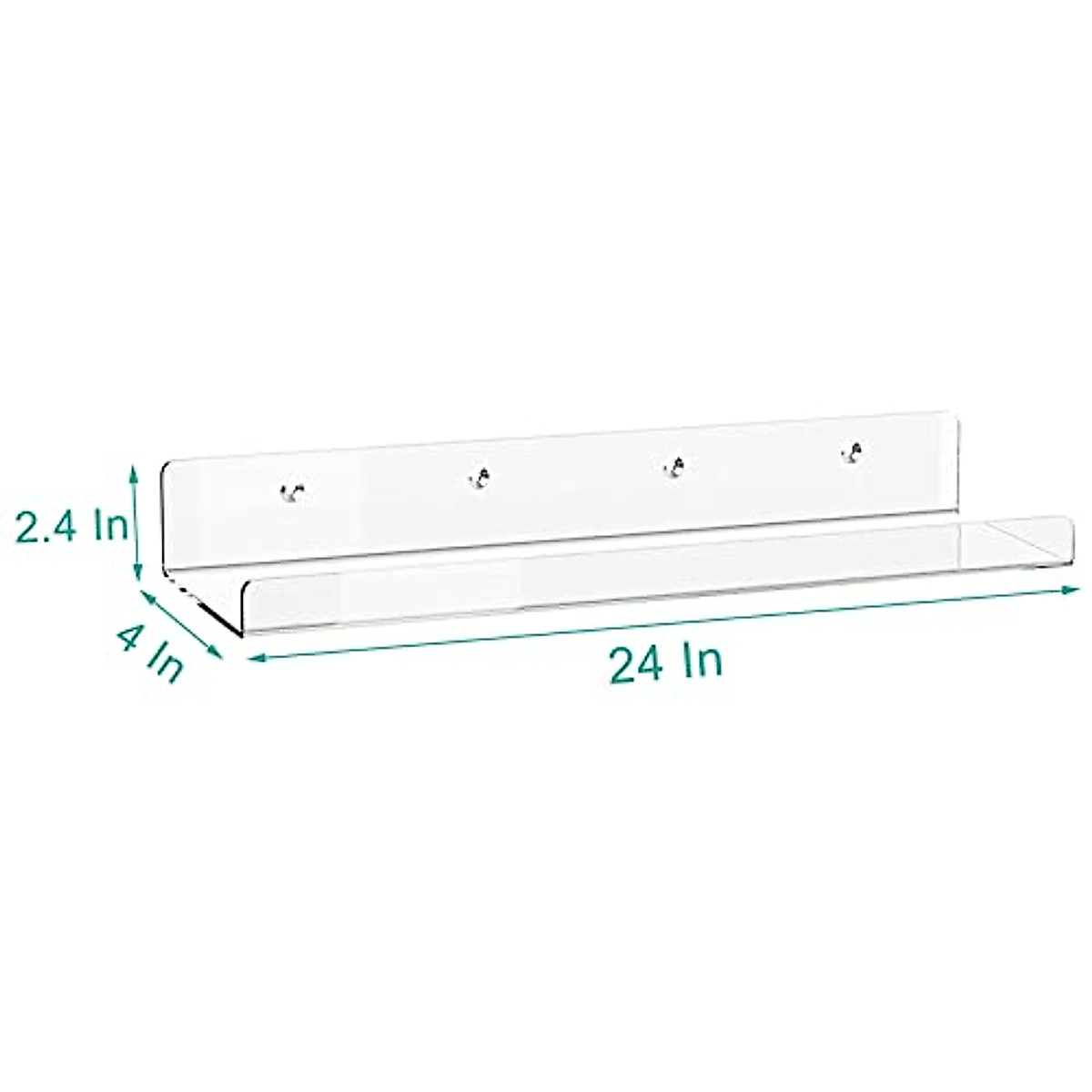 steauty 24 Inch Acrylic Floating Shelves,4Pack Invisible Clear Acrylic Bookshelf,5MM Thick Acrylic Wall Mounted Shelf