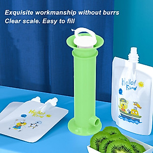 Alomejor Baby Food Pouch Maker Refillable Toddler Squeeze Pouch for Kids Washable Freezer for Kids(Green)