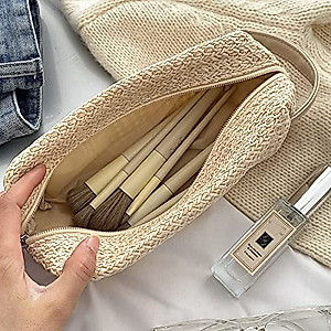 Aifong Womens Straw Clutch Bag Summer Beach Straw Clutch handbag Zipper Wristlet Bag for Women(Beige)
