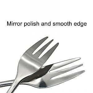 Pinenjoy 4Pcs Small Appetizer Fork with Fruit Pattern Printing 5.5inch Cocktail Fork 18/10(304) Stainless Steel Mini Dessert Fork for Pickle Fruit Cake Salad Party Charcuterie