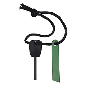 Fire Starter Stick with Striker Lanyard and Whistle Waterproof Flint Fire Steel Survival Lighter for Camping Hiking Backpacking Gear Survival Ferro rods Tool kit Keychain Campfires Waterproof (Black)