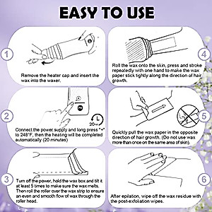 Roll on Wax Kit for Hair Removal, Digital Wax Roller Kit, Lavender Roller Waxing Kit, Home Waxing Kit for Women and Men
