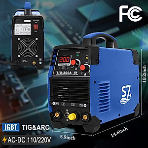 S7 Tig Welder, HF TIG/Stick/Arc TIG Welder,200 Amp 110 & 220V Dual Voltage TIG Welding Machine