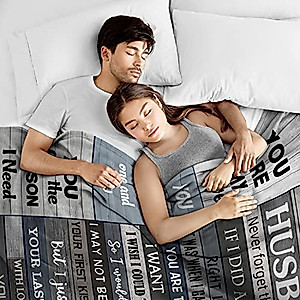POQUSH Gift for Him/Husband/Men,Husband Birthday Gift, Fathers Day Anniversary Valentines Gifts for Husband, Husband Gifts from Wife, Romantic Presents I Love You Gifts Blanket 60''x50''