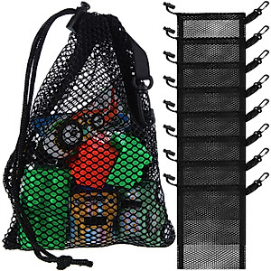 8 Pieces Black Mesh Drawstring Bags with Clips Small Nylon Storage Mesh Bags Shell Bag Dishwasher Net Bag for Jewelry Beach Collecting Toys Gifts Travel Kitchen Favor (33 x 40 cm/ 13 x 15.75 Inch)