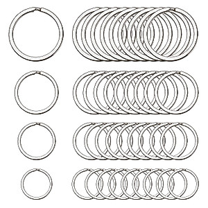 Teskyer Flat Key Ring, 40 Pack 4 Sizes Split Metal Key Rings for Organizing Home Car Office Keys and Accessories, Silver (0.98INCH, 1.10INCH, 1.25INCH, 1.37INCH)